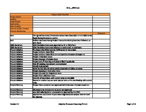 Audit Checklist Template Excel Free Sample Example And Format Templates