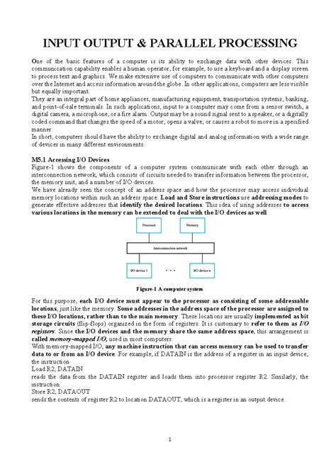 Module 5 Input Output And Parallel Processing Part 1 Input Output