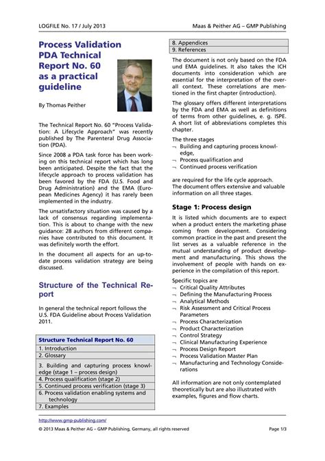 Process Validation PDA Technical Report No As A Practical