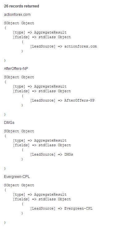 Echoing The Counts Of Each Record Through Php Using Soql And Group By Salesforce
