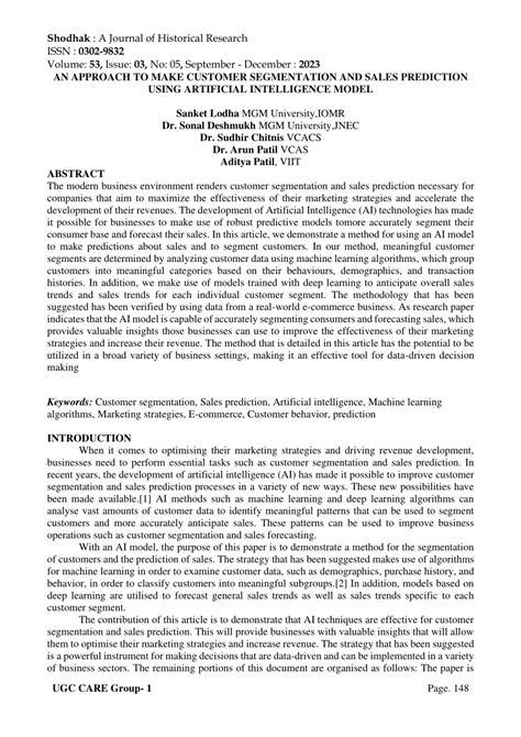 Pdf An Approach To Make Customer Segmentation And Sales Prediction Using Artificial