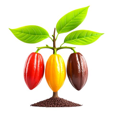 Vibrant Cocoa Tree With Colorful Pods And Green Leaves 53449293 Png