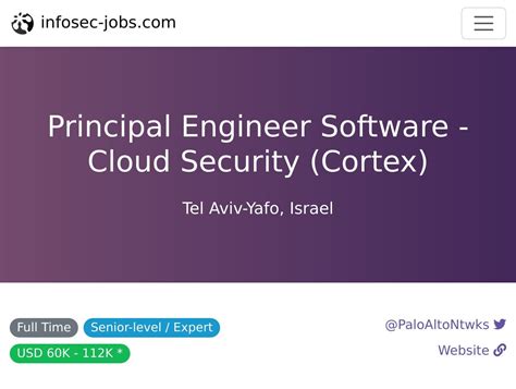 Hiring Principal Engineer Software Cloud Security Cortex In Tel Aviv Yafo Israel R