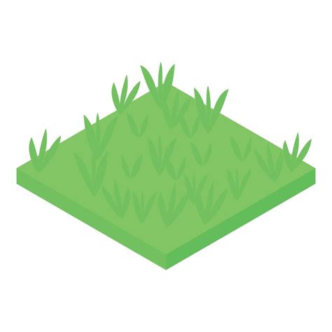 Green Grass Growing On Square Soil Ground Patch Isometric View 48297406