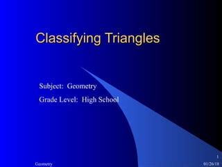 Classifying Triangles Geometry PPT