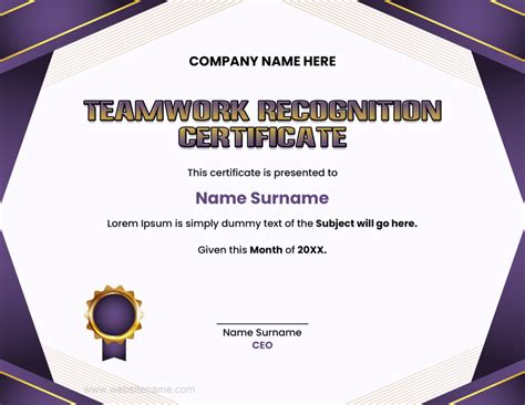 Teamwork Recognition Certificate Templates For Word Save