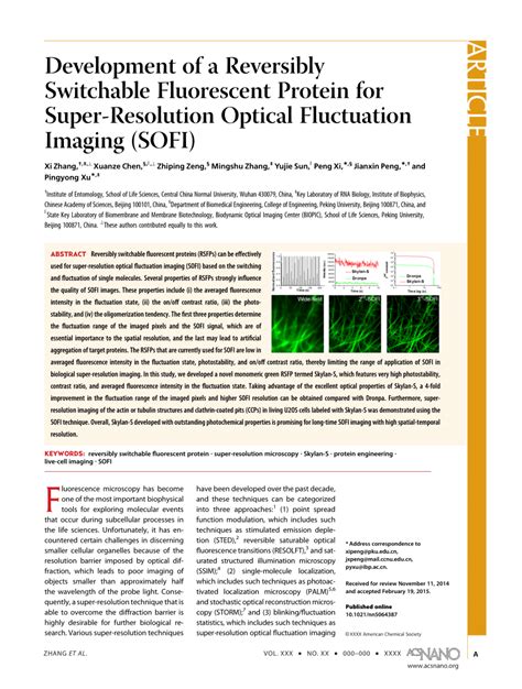 Pdf Development Of A Reversibly Switchable Fluorescent Protein For Super Resolution Optical