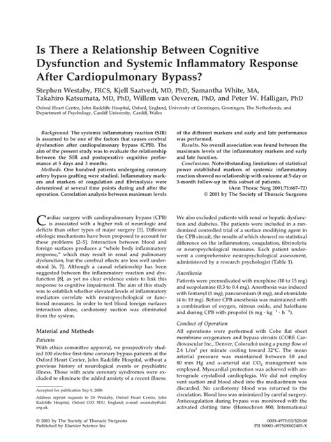 Pdf Is There A Relationship Between Cognitive Dysfunction And