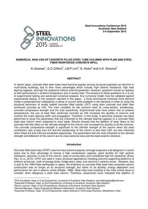 Pdf Numerical Analysis Of Concrete Filled Steel Tube Columns With Plain And Steel Fiber