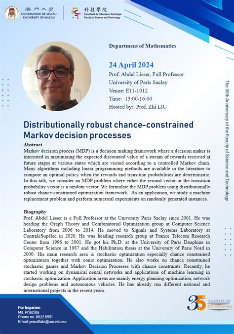 Distributionally Robust Chance Constrained Markov Decision Processes Faculty Of Science And