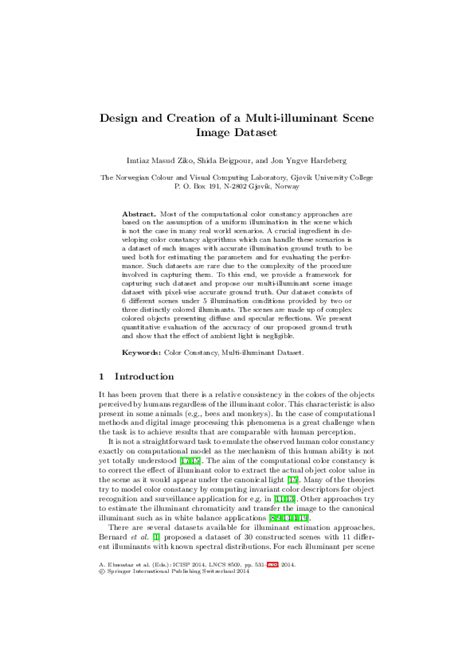 pdf design and creation of a multi illuminant scene image dataset
