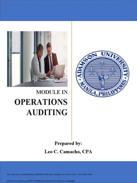 Chapter 1 Introduction To Operations Auditing Pdf Internal Audit Audit