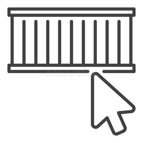 Mouse Click On Shipping Container Vector Symbol In Line Style Stock