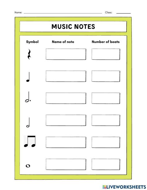 Note Values Interactive Exercise Live Worksheets Worksheets Library