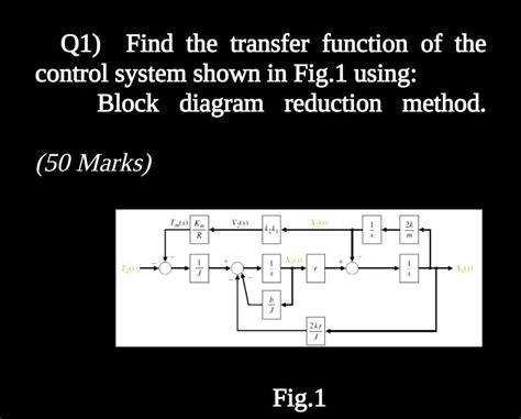 Solved Q1 Find The Transfer Function Of The Control System Shown In Fig1 Using Block Diagram