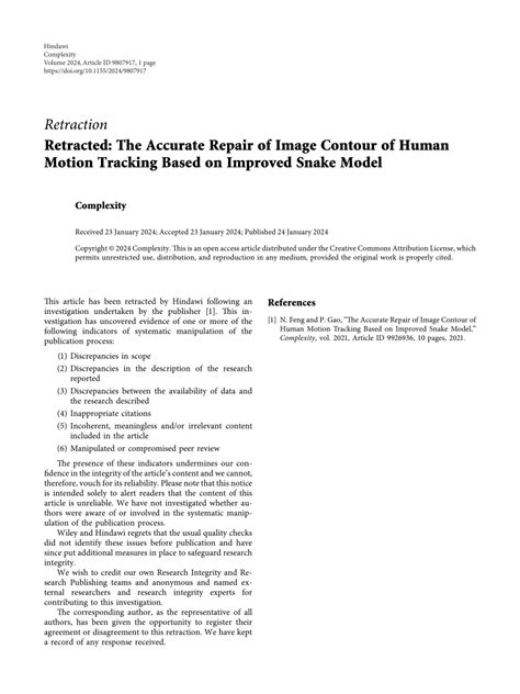 Pdf Retracted The Accurate Repair Of Image Contour Of Human Motion