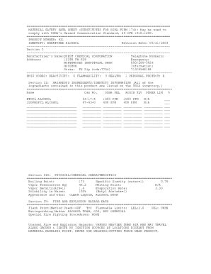 Fillable Online Sample Material Safety Data SheetOccupational SafetySample Material Safety Data