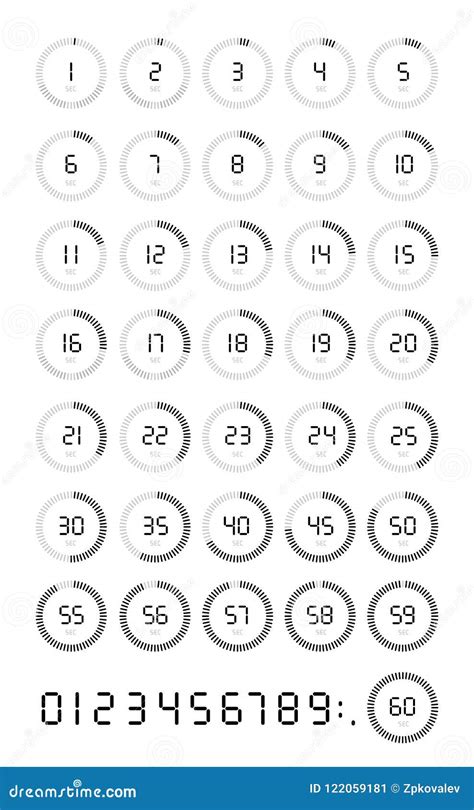 Set Of Stopwatch Icon The 5 10 15 20 25 30 35 40 45 50 55 60