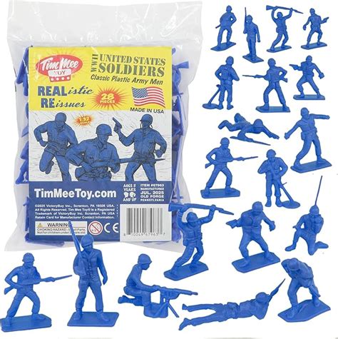 Tim Mee Toy Plastic Army Men 28pc Blue Ww2 Soldier