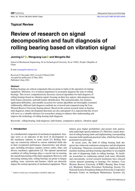 Review Of Research On Signal Decomposition And Fault Diagnosis Of