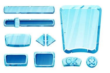 Set Game Menu Assets Ice Buttons Interface Vector Image