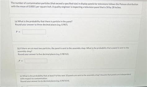 Solved The Number Of Contamination Particles That Exceed A
