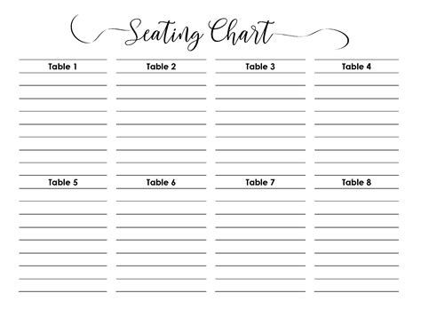 Table Seating Chart Template 8 Free Editable Seating Chart Examples
