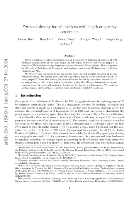 Pdf Extremal Density For Subdivisions With Length Or Sparsity Constraints