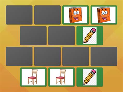 Classroom Objects Memory Matching Pairs