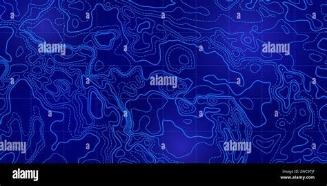 Ocean Topographic Line Map With Curvy Wave Isolines Vector Illustration