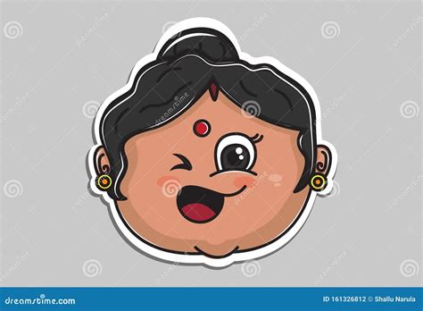 Vector Cartoon Illustration Der Indischen Tante Vektor Abbildung Illustration Von Gesicht