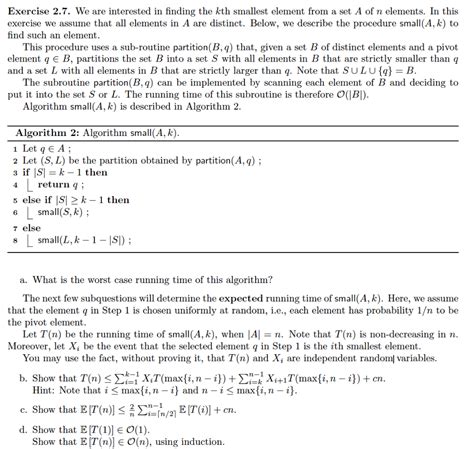 Solved Exercise 27 We Are Interested In Finding The K Th