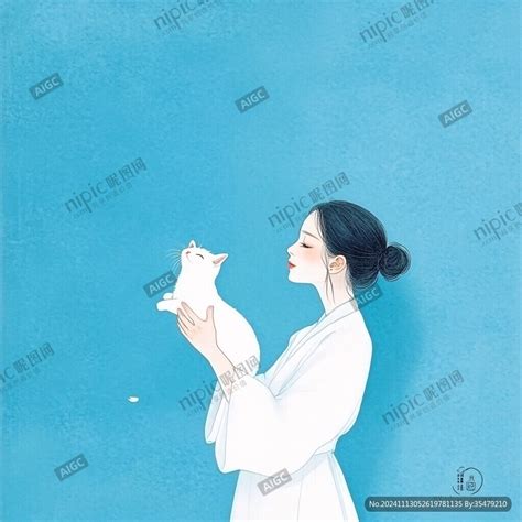 Ai创作图抱猫美女猫插画 撸猫的女生 意境人物插画 蓝色系插画 撸猫的女孩 蓝色系手绘插画 喵星人插画 治愈插画设计 治愈系装饰画 小清醒插画 慵懒风简约插画 治愈系原创插画 蓝色系女孩手绘