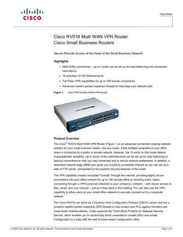 Rv Multi Wan Vpn Router Data Sheet Manualzz