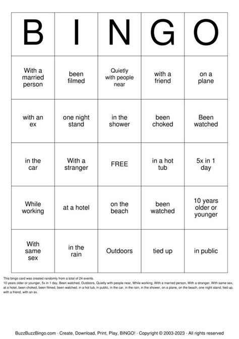 Sex Bingo Bingo Cards To Download Print And Customize