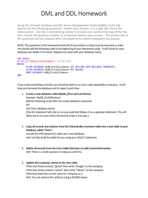 1 dml and ddl homework pdf data computing