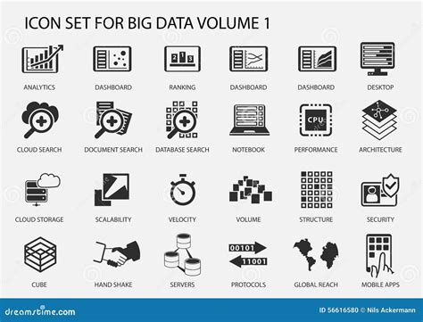 Big Data Icon Set In Flat Design Stock Vector Illustration Of Management Application 56616580