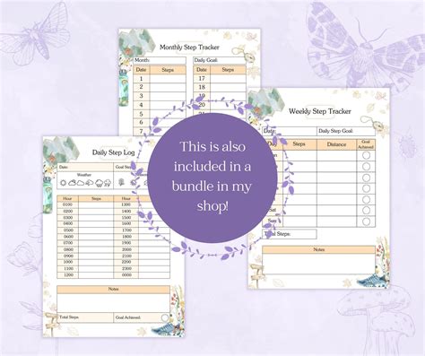 Daily Step Log Printable Pdf Walking Diary Step Record Step Log Counter Adventure Log Book