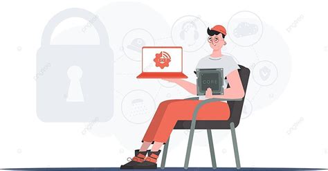 Iot Concept Man Holding Laptop And Processor Chip Vector Analytics Remote Futuristic Png And