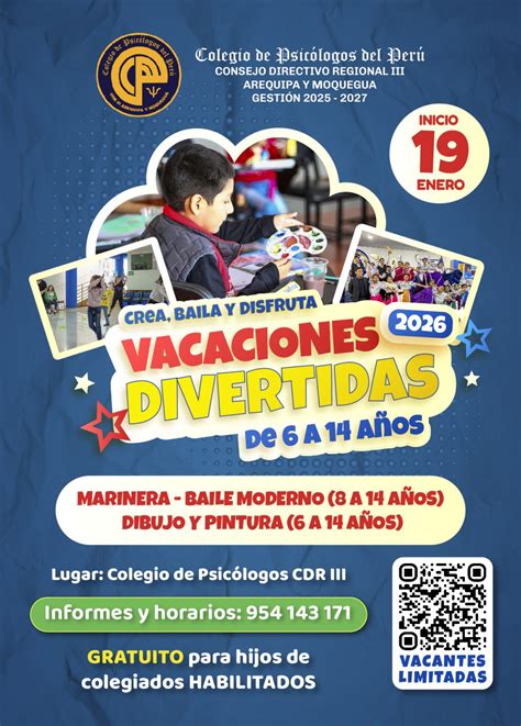 Vacaciones Divertidas 2026 Colegio De PsicÓlogos Del PerÚ Cdr Iii