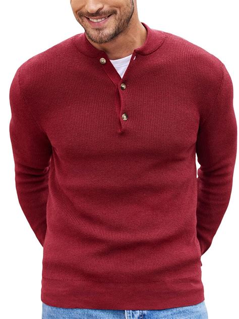 Coofandy Mens Classic Henley Collar Knit Sweater Coofandy