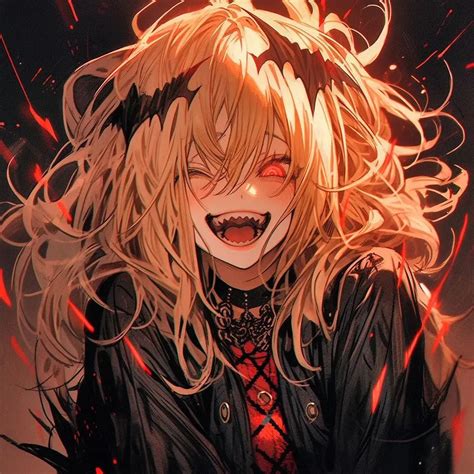 Evil Anime Girl With Blonde Hair And Red Eyes