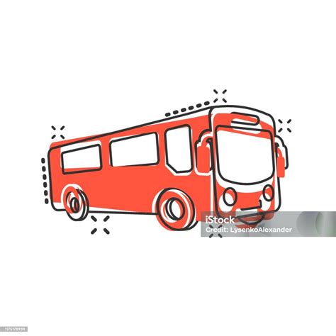 만화 스타일의 학교 버스 아이콘입니다 흰색 고립 된 배경에 오토 버스 벡터 만화 그림입니다 코치 운송 비즈니스 개념 스플래시