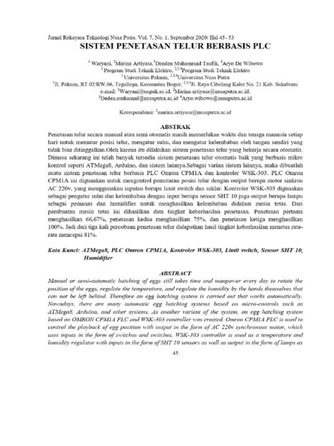 Sistem Penetasan Telur Berbasis Plc Pdf