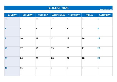 Printable July And August 2026 Calendar Free Pdf And  Downloads