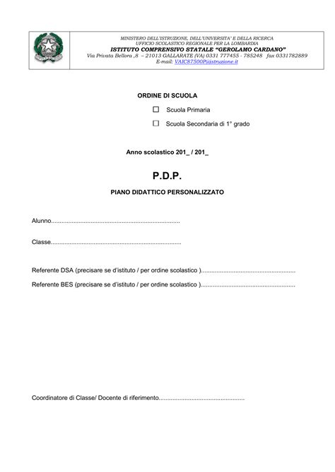 Pdp Modello Unico Bes Dsa Primaria E Secondaria