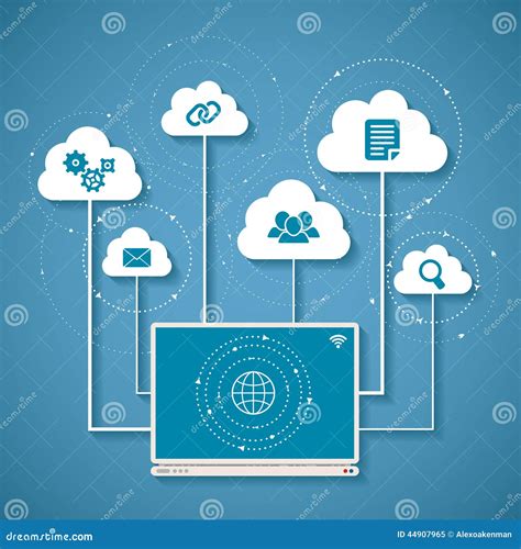 Vector Concept Of Wireless Cloud Network And Distributed Computing Stock Vector Illustration