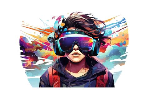 Premium Vector Girl In Virtual Reality Glasses Vector Illustration Design
