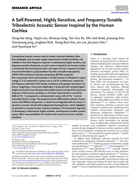 Pdf A Self‐powered Highly Sensitive And Frequency‐tunable Triboelectric Acoustic Sensor