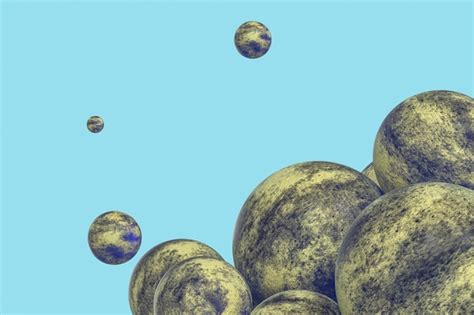 premium photo spheres with the textured surface random distributed 3d rendering
